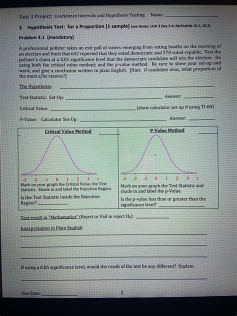 Solved Unit 3 Project Confidence Intervals And Hypothesis