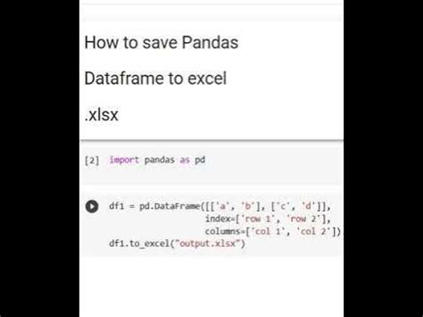 How to save pandas Dataframe to excel (.xlsx)? #python , #pythoncode , #pythonshorts ,#pandas # ...