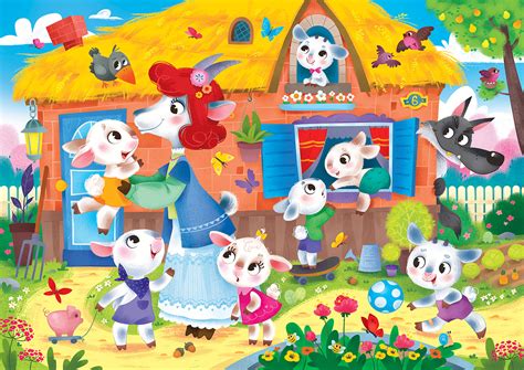 Иллюстрация Волк и семеро козлят в стиле компьютерная графика