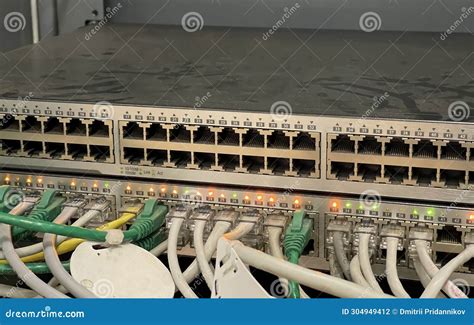 Old And Dusty Network Equipment An Old Ethernet Switch Stock Photo Image Of Cyberspace