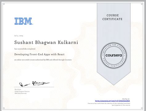 Sushant Kulkarni On Linkedin Frontenddevelopment Reactjs Coursera Certification Learntocode