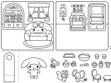 Домик My Melody 2 Gấu Con Nhà Giấy Búp Bê Giấy