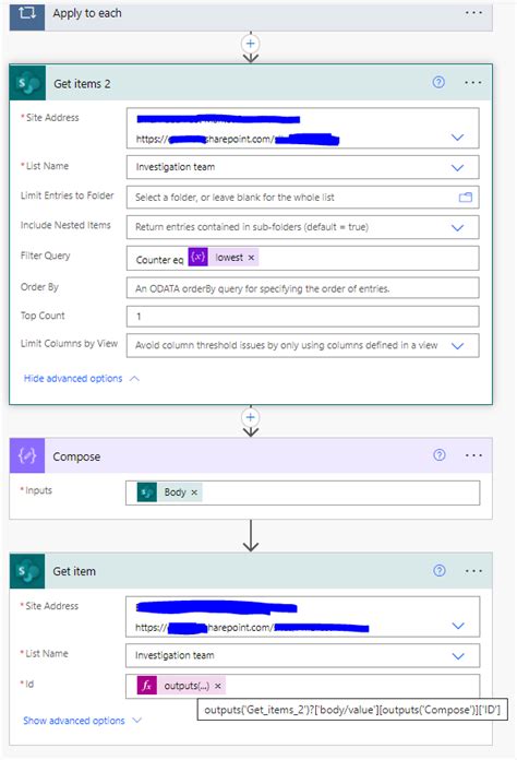 Power Automate Sharepoint List Composeget Item Operation Error