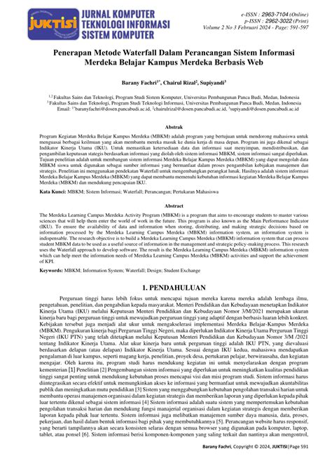 Pdf Penerapan Metode Waterfall Dalam Perancangan Sistem Informasi Merdeka Belajar Kampus