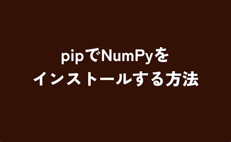 Pipでnumpyをインストールする方法 データ分析