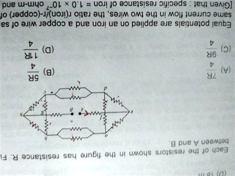 Solved Each Of The Resistors Shown In Figure Has Resistance R Find The Equivalent Resistance