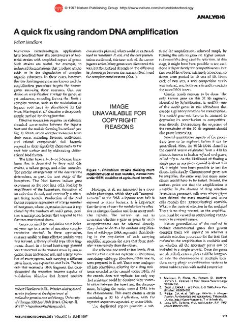 Pdf A Quick Fix Using Random Dna Amplification