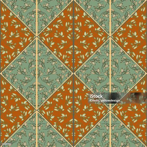 아름다운 빈티지는 모자이크 이음새가 없는 패턴을 남깁니다 손으로 그린 복고풍 스타일 분기 타일 식물 끝없는 벽지 0명에 대한 스톡 벡터 아트 및 기타 이미지 Istock