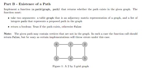 Solved Part B Existence Of A Path Implement A Function Chegg