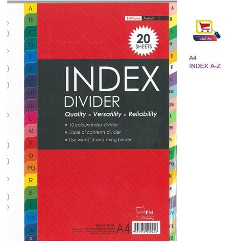 Uni A4 Colour Index Divider A Z Paper Type Lazada Uni A4 Colour Index Divider A Z Paper Type Lazada