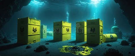 Toxic Waste Stored On The Seabed In The Deep Sea Stock Illustration Illustration Of Blue
