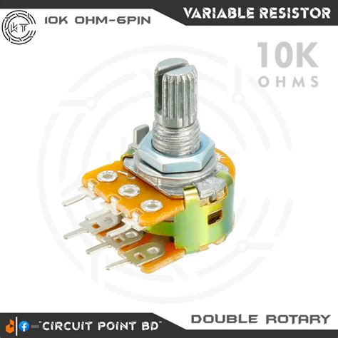 10k Ohm 2pcs Pack Double Layer Variable Resistor Potentiometer 6 Pin Dual Gang Linear Taper