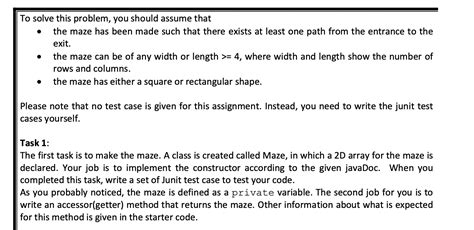 Solved Java Maze Can Be Any Length And Width If Someone