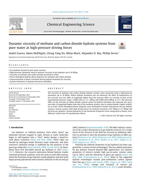Dynamic Viscosity Of Methane And Carbon Dioxide Hydrate Systems Download Free Pdf Nucleation