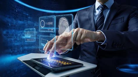 Businessman Using Fingerprint Indentification To Access Personal Financial Data Ekyc Biometrics