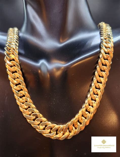 20 18k Real Gold Chain 18k Curb Chain 18k Chunky Gold Chain Necklace