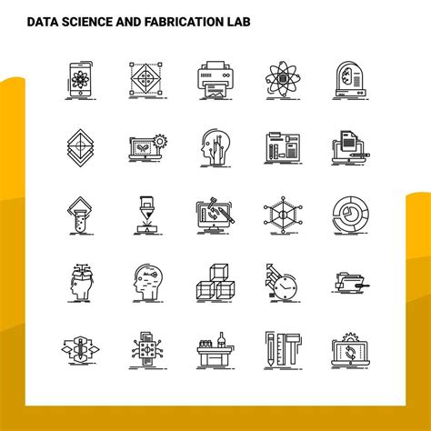Set Of Data Science And Fabrication Lab Line Icon Set 25 Icons Vector Minimalism Style Design