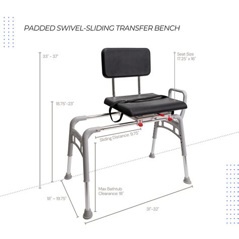 Sliding Tub Transfer Bench With Padded Swivel Seat Eagle Health Supplies