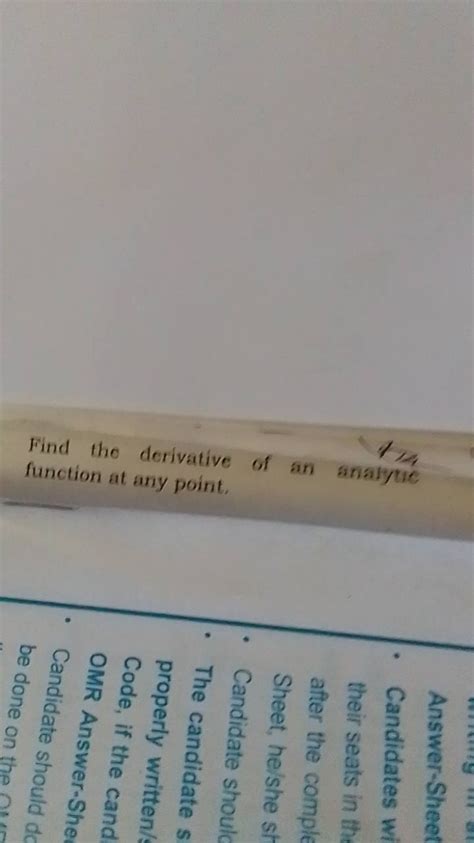 Find The Derivative Of An Analyticfunction At Any Point Answer Sheet•