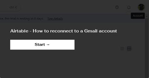 airtable how to reconnect to a gmail account