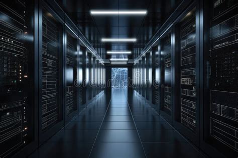 server room interior data center generative ai stock illustration