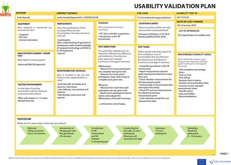 22 an example of a filled usability validation plan document page 1