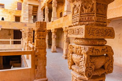 Heritage Jaisalmer Fort Vintage Pillar Architecture From Different Angle At Day Stock Image
