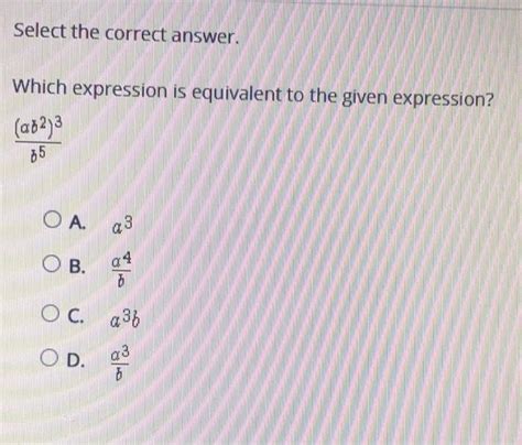 Solved Select The Correct Answer Which Expression Is Chegg