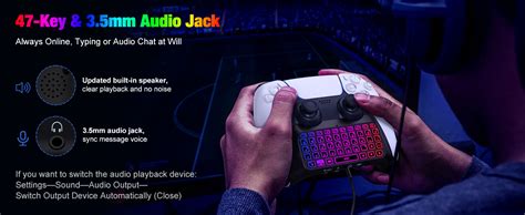 Moko Rgb Backlight Keyboard For Ps5 Controller Bluetooth Wireless Mini Gamepad Chatpad For