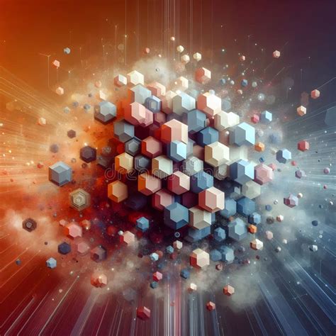 Abstract Sphere Exploding With Particles And Geometric Shapes Creating An Intricate And Colorful