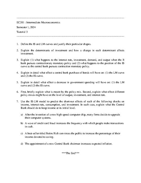 Tutorial 3 Week 4 Ec 2 01 Intermediate Macroeconomics Semester 1