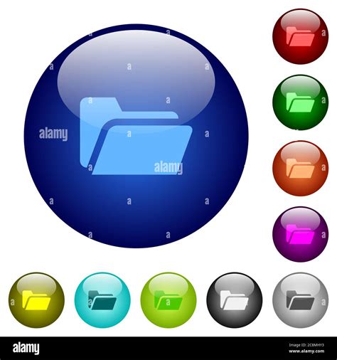 Set Of Color Folder Open Glass Web Buttons Arranged Layer Structure