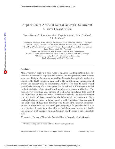 pdf application of artificial neural networks to aircraft mission