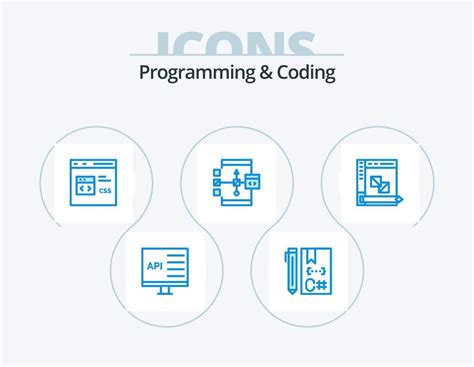 Programming And Coding Blue Icon Pack 5 Icon Design Develop App Develop Development Css