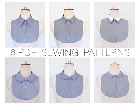 Shirt Collar Pattern Set Of 6 Dickey Collars With Bib Etsy