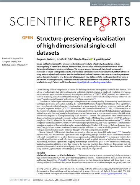 PDF Structure Preserving Visualisation Of High Dimensional Single Cell Datasets