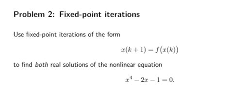 solved problem 2 fixed point iterations use fixed point