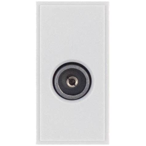 Selectric White Non Isolated Female Coaxial Aerial Socket Module With Faraday Cage Ukes