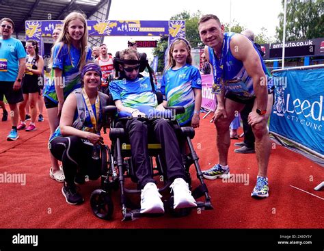 Rob Burrow Alongside Wife Lindsey Who Ran The Half Marathon Daughters Macy And Maya And Kevin