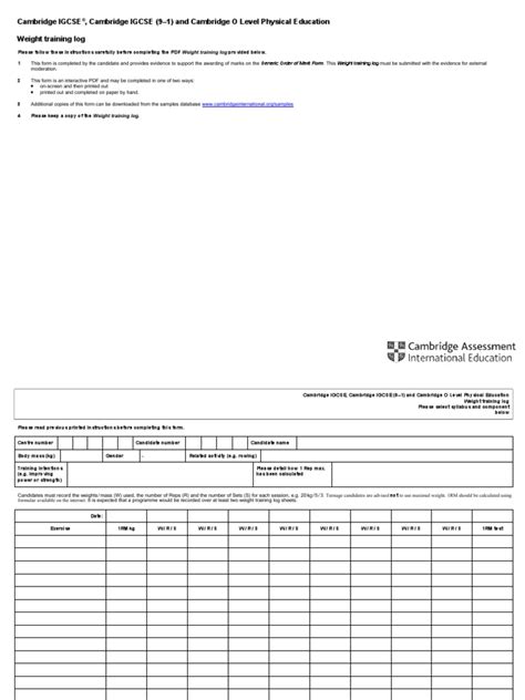 Weight Training Log Igcse Pdf Weight Training