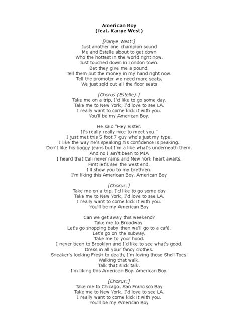 American Boy Lyrics Recorded Music Leisure