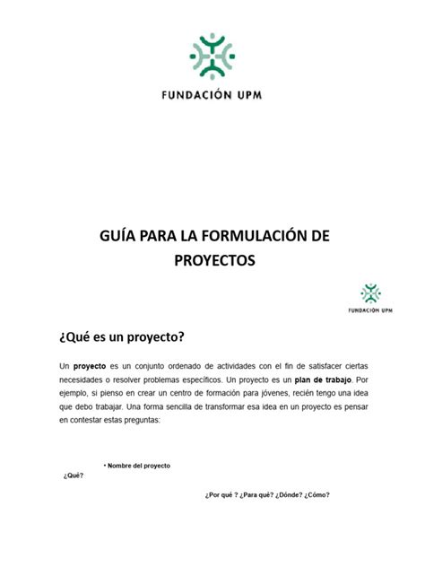 Guia Para La Formulacion De Proyectos Pdf Presupuesto Planificación