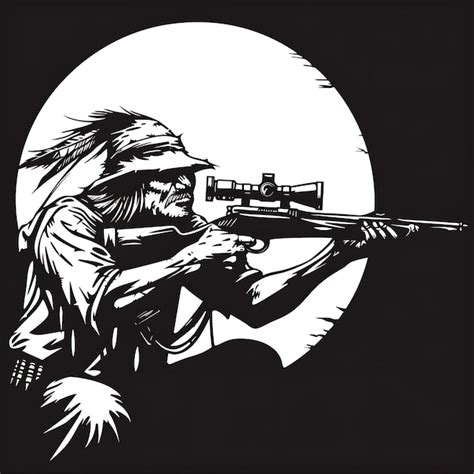 Premium Photo Logo Apache Scout With A Henry Rifle Focused And Ready Taking Aim Tshirt Tattoo