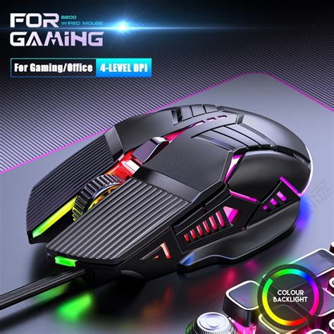 Usb Wired Gaming Mouse 6 Buttons 3200dpi Optical Mice Silent Gaming Mice Led Backlit Ergonomics