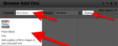 adding a flickr gallery in concrete5 web hosting hub