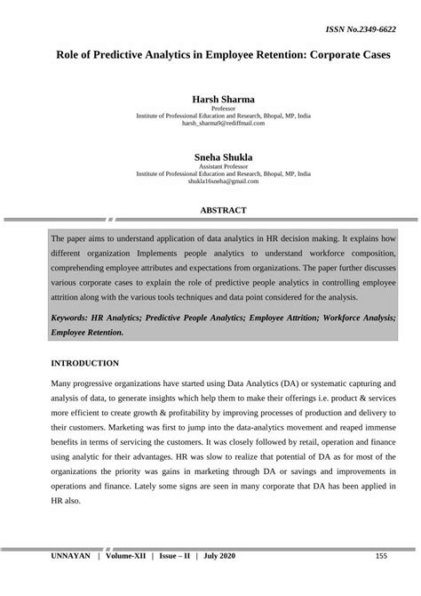 Pdf Role Of Predictive Analytics In Employee Retention Dokumen Tips