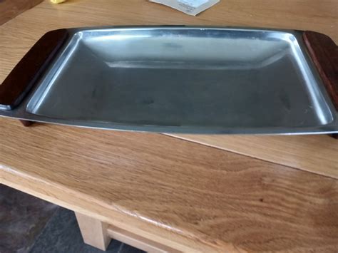 1960s Danish Footed Serving Tray Teak Handles And Feet By Voss Of Denmark Etsy