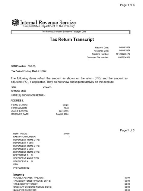 Leslie D Denny New Tax Return Transcript Pdf Tax Deduction Irs Tax Forms