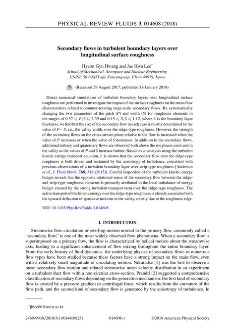 Pdf Secondary Flows In Turbulent Boundary Layers Over Longitudinal