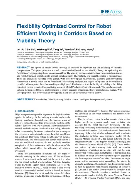 Pdf Flexibility Optimized Control For Robot Efficient Moving In Corridors Based On Viability